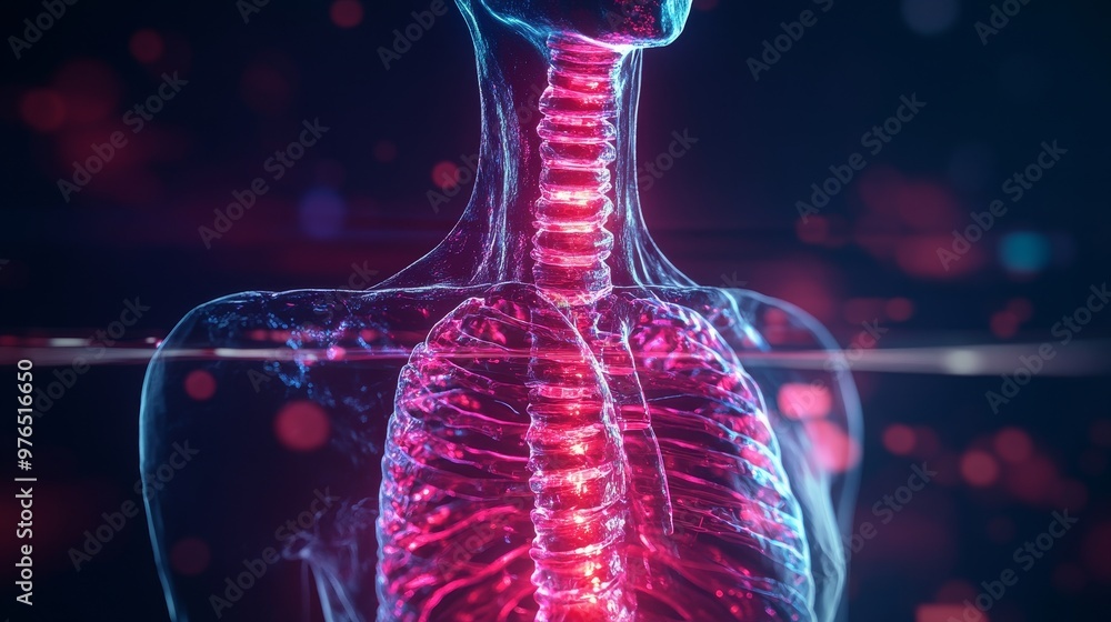 3D Medical Illustration of the Human Esophagus, a detailed anatomical ...