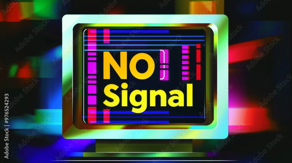 No Signal TV Illustration A scalable vector graphic depicting a classic ...
