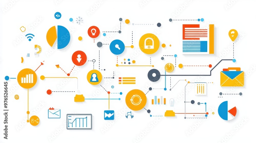 Business Strategy Flowchart Connection Communication Workflow Network ...