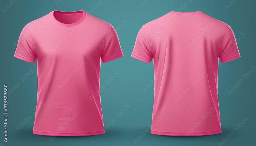 Blank pink clean t-shirt mockup isolated in front and back views 3D ...