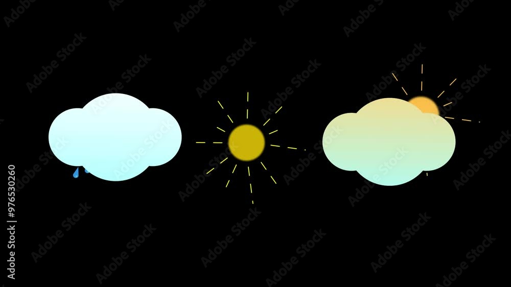 Weather Icon Set Animation: Dynamic and Vibrant Symbols for Sun, Rain ...