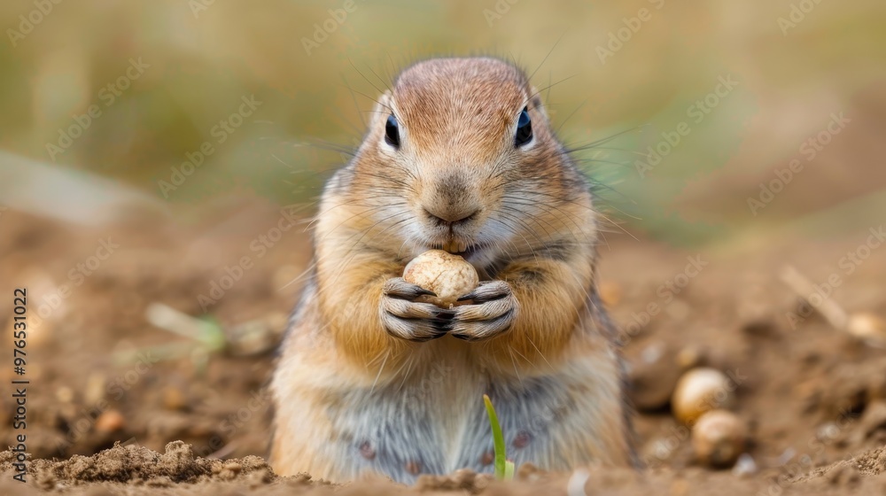 Prairie Dog Feast, a vibrant depiction of a prairie dog enjoying its ...