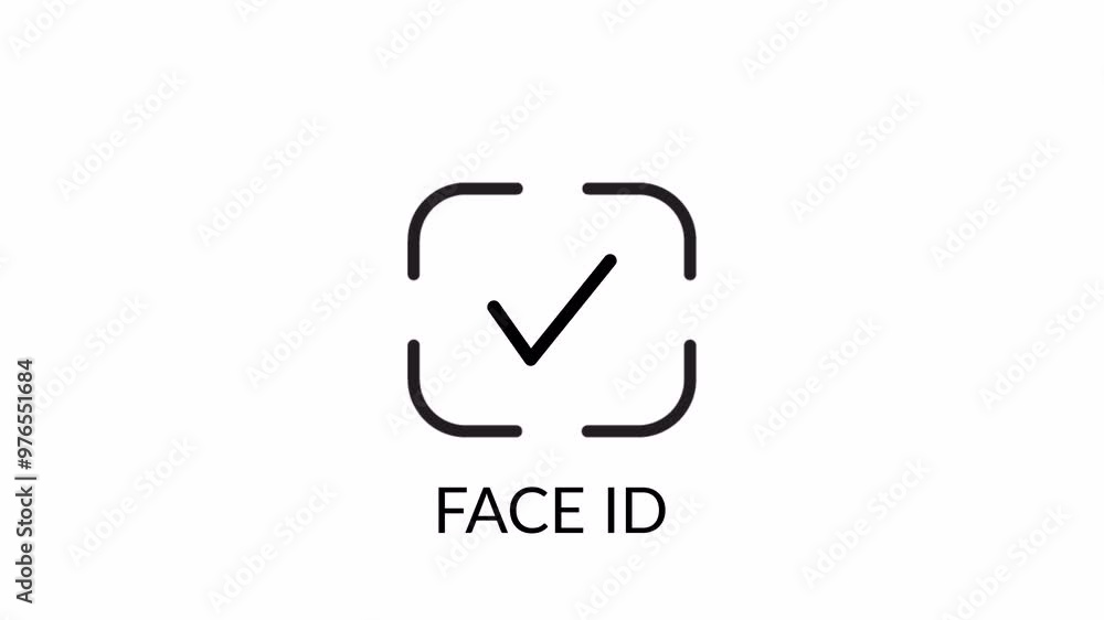 Face id scanning animation on white background, face id verity unlock ...
