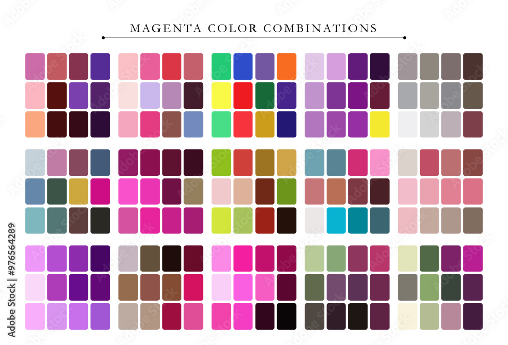 Magenta color palette. Trend color palette guide template. Fit for ...