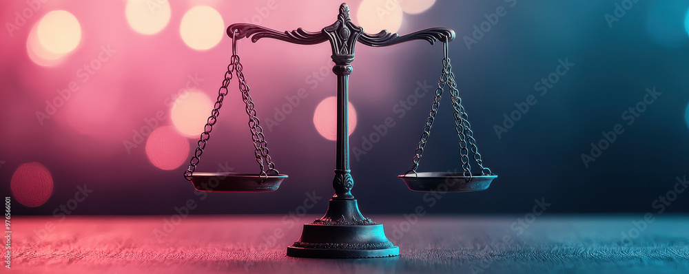 image features beautifully crafted scale of justice, symbolizing ...