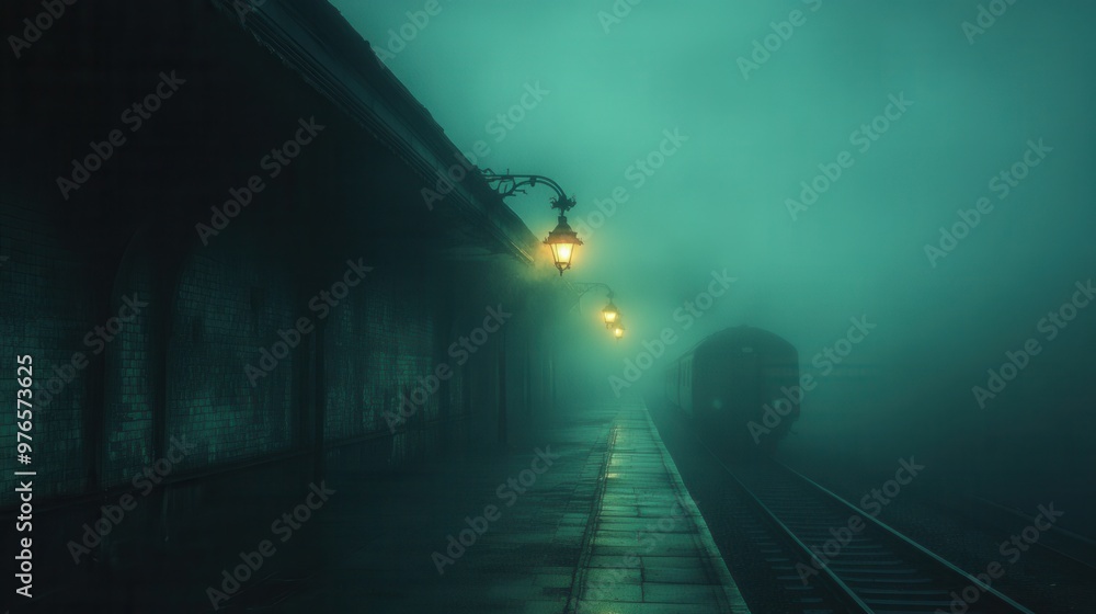 Ghostly Scene at Haunted Train Station - Eerie Night Atmosphere with ...