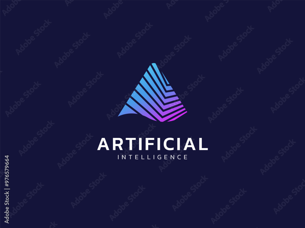 Artificial intelligence with letter A overlapping lines triangle shapes ... Artificial intelligence with letter A overlapping lines triangle shapes ...