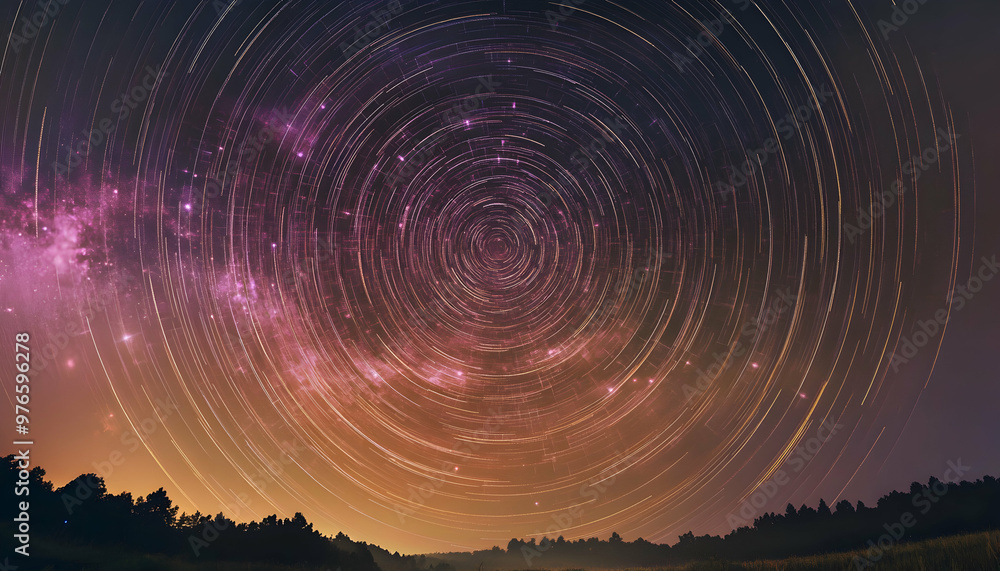 Stunning night sky with circular star trails and the Milky Way ...