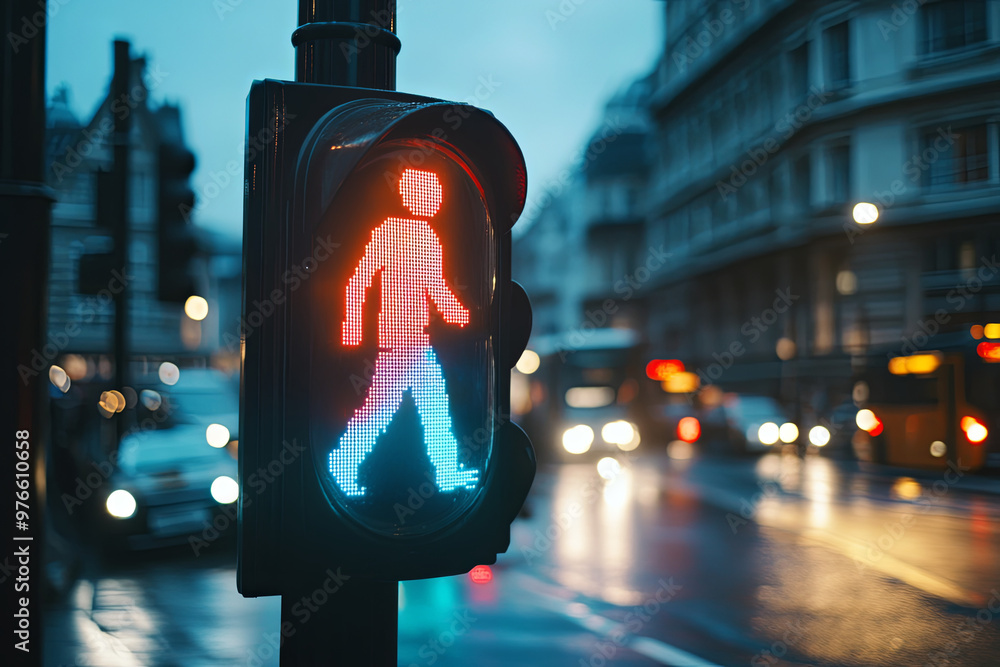 Traffic lights with integrated pedestrian countdown displays Stock ...