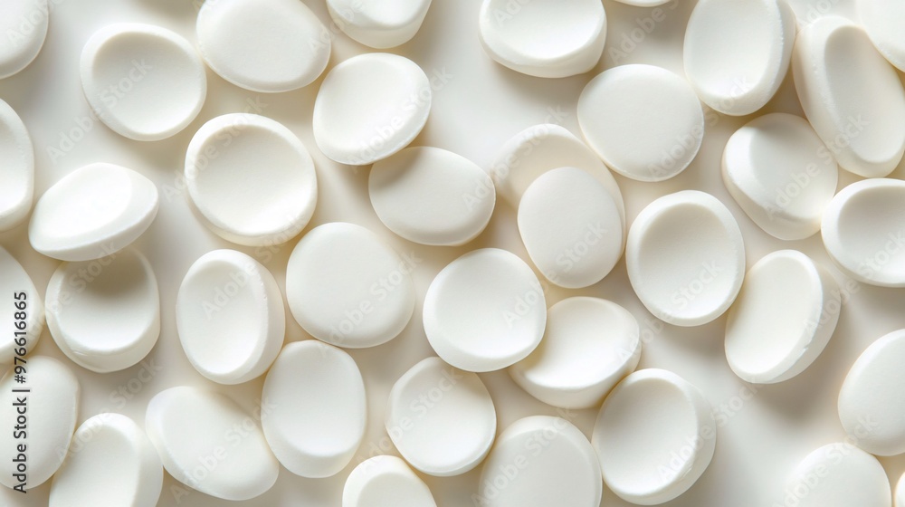55. Creamy white milk tablets shown in close-up, highlighting their ...