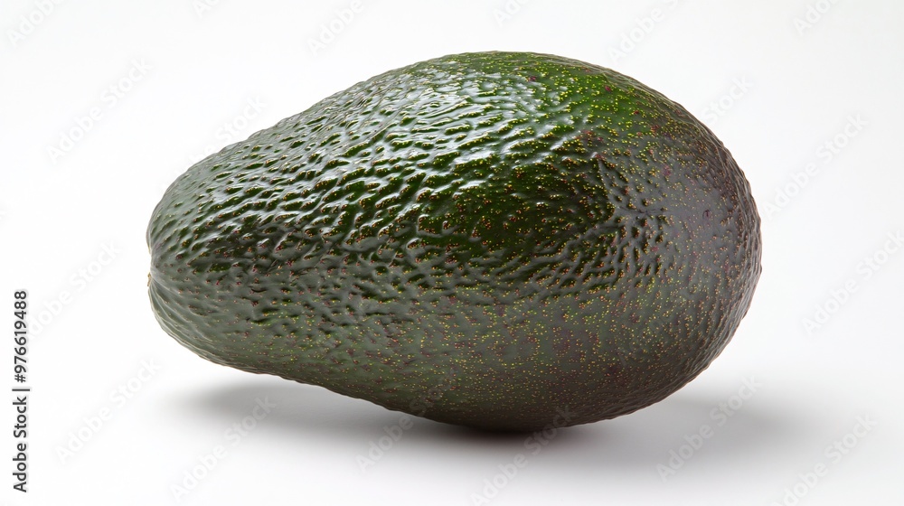 106. A perfectly ripe avocado displayed on a pristine white background ...