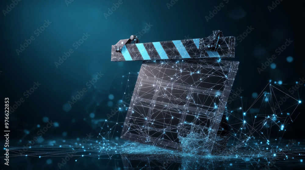 Film production low poly wireframe banner template. Features a 3D ...
