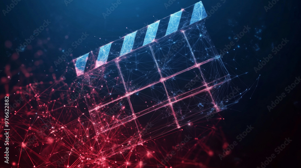 Film production low poly wireframe banner template. Features a 3D ...