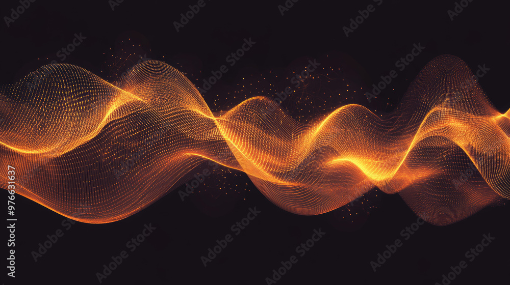 Colorful orange sound wave ripple with a digital equalizer design ...