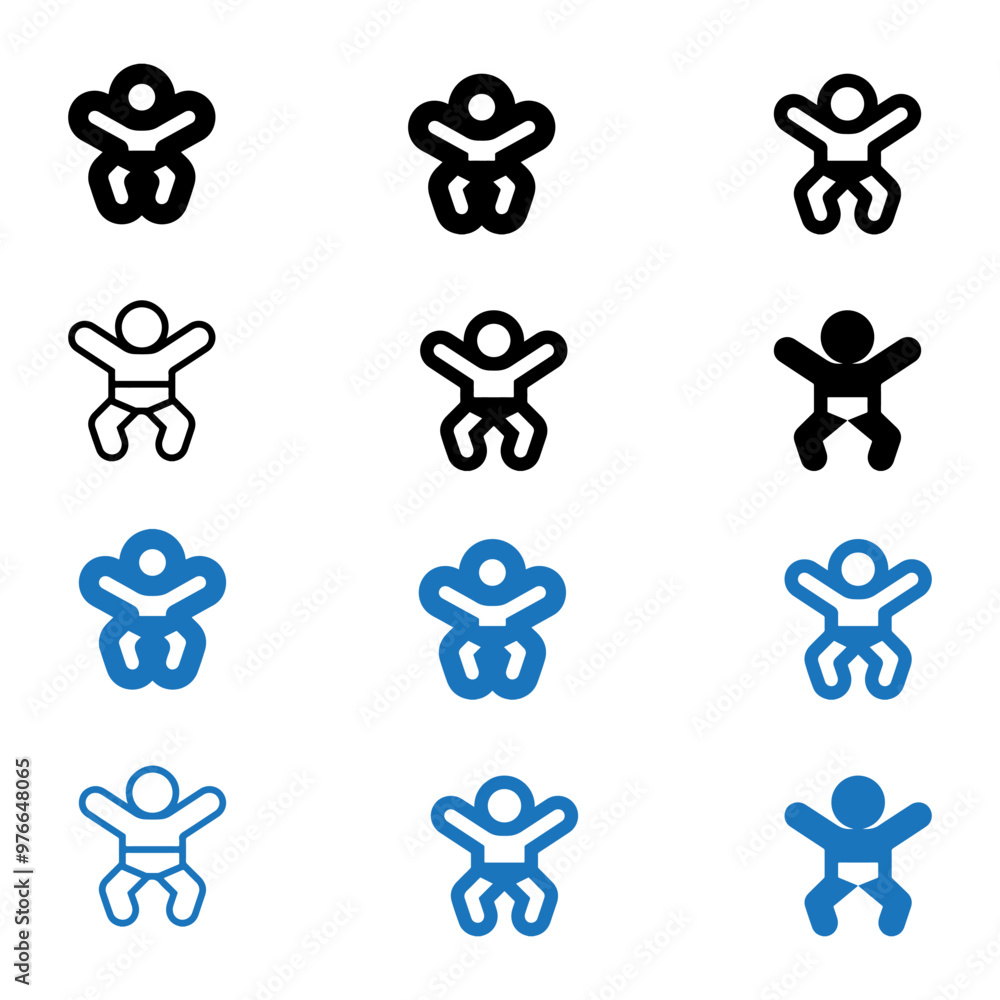 Baby infant sign icon. Toddler boy in pajamas or crawlers body symbol ...
