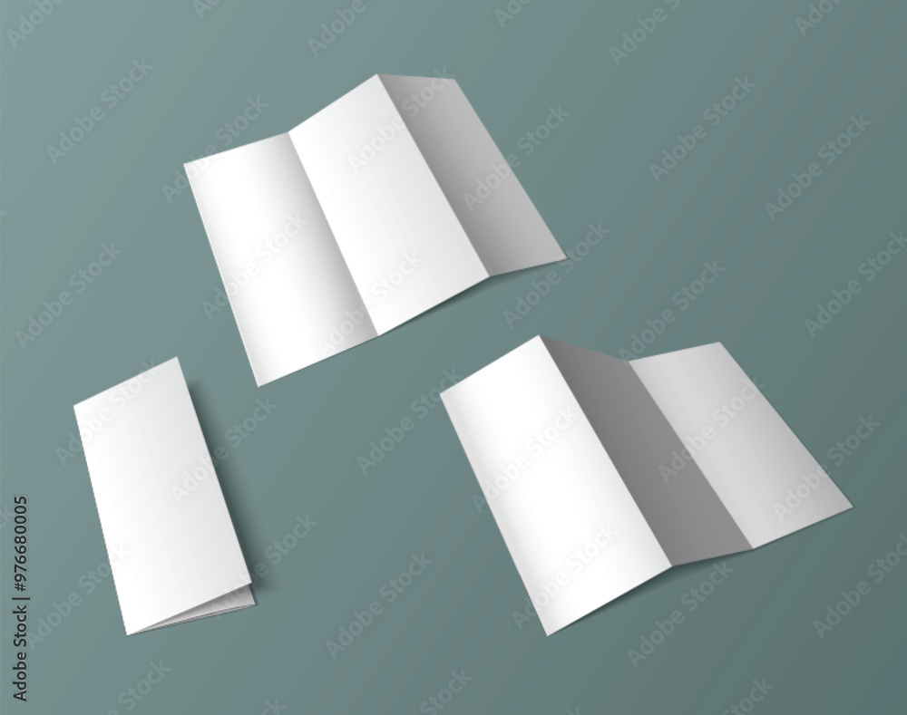 Fold leaflet mockup. Blank trifold paper template. White a4 booklet ...