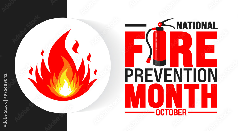 National Fire Prevention Month background or banner design template is ...