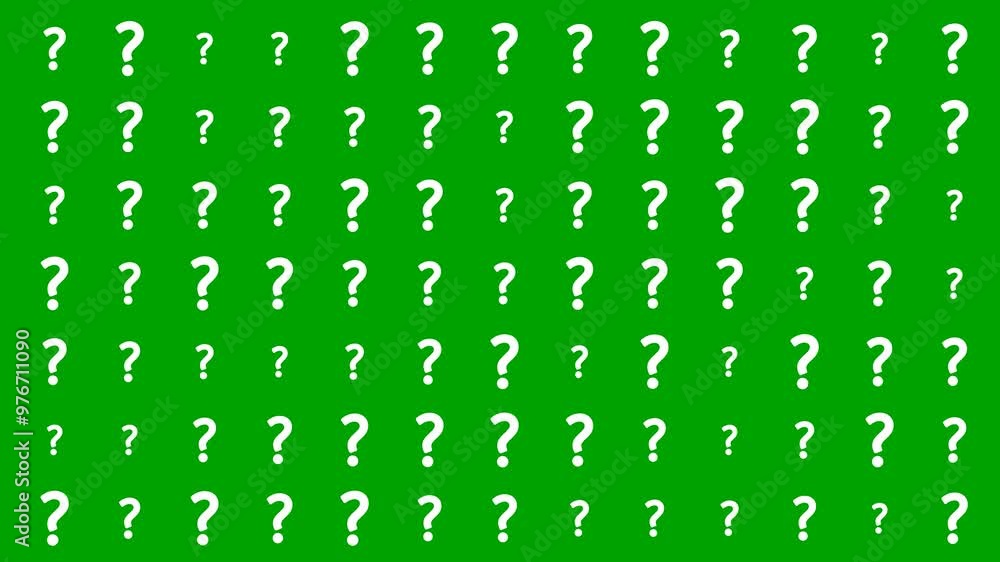 Question mark background animation with blink question marks on green ...