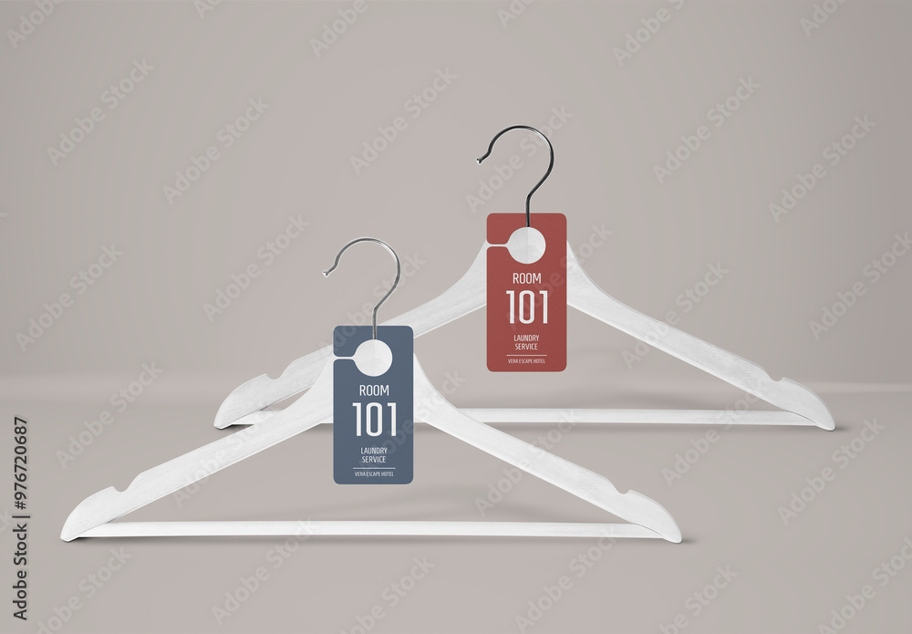 Hotel Laundry Service Hanger Signs Stock Template | Adobe Stock