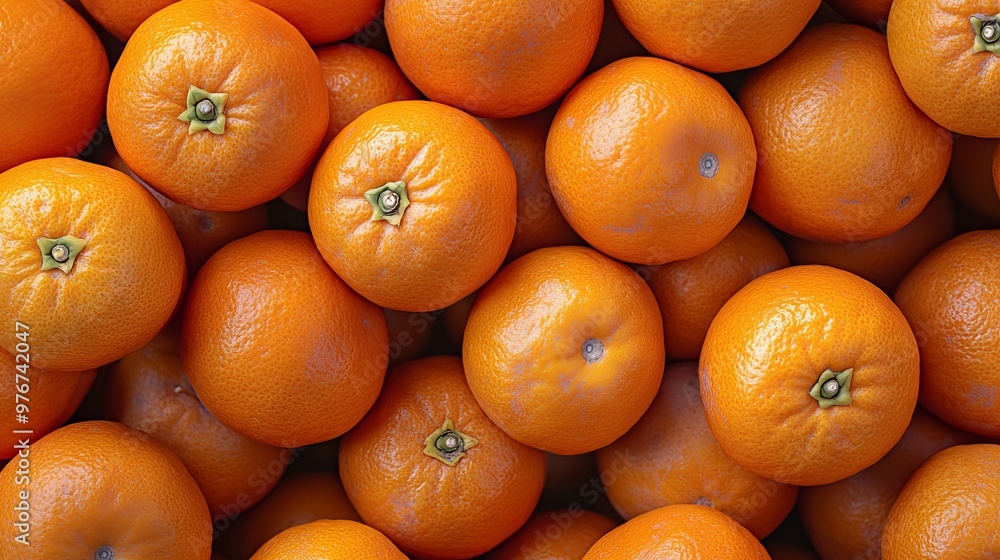 The vibrant, textured skin of sweet tangerines creates an eye-catching ...