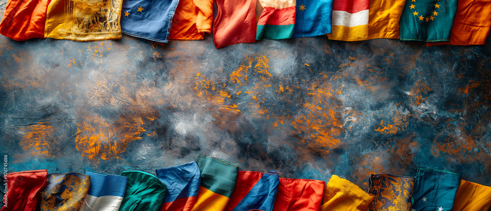 Flags of Peaceful Nations, symbol of global unity, international ...