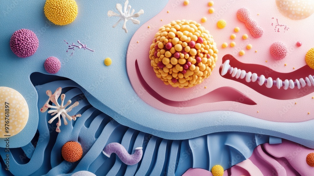 A vibrant illustration depicting the intricate structure of a human ...