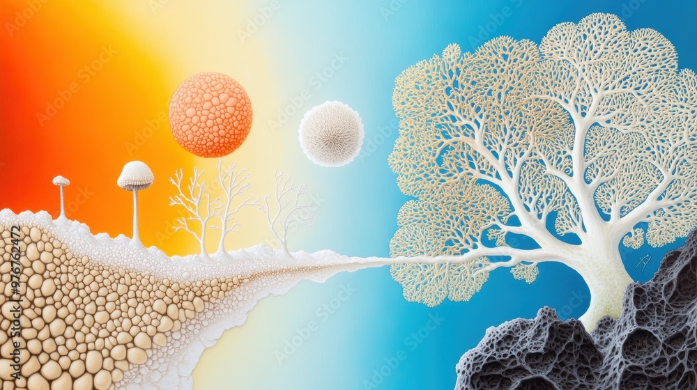 A detailed illustration of a fungal cell, emphasizing the hyphae ...