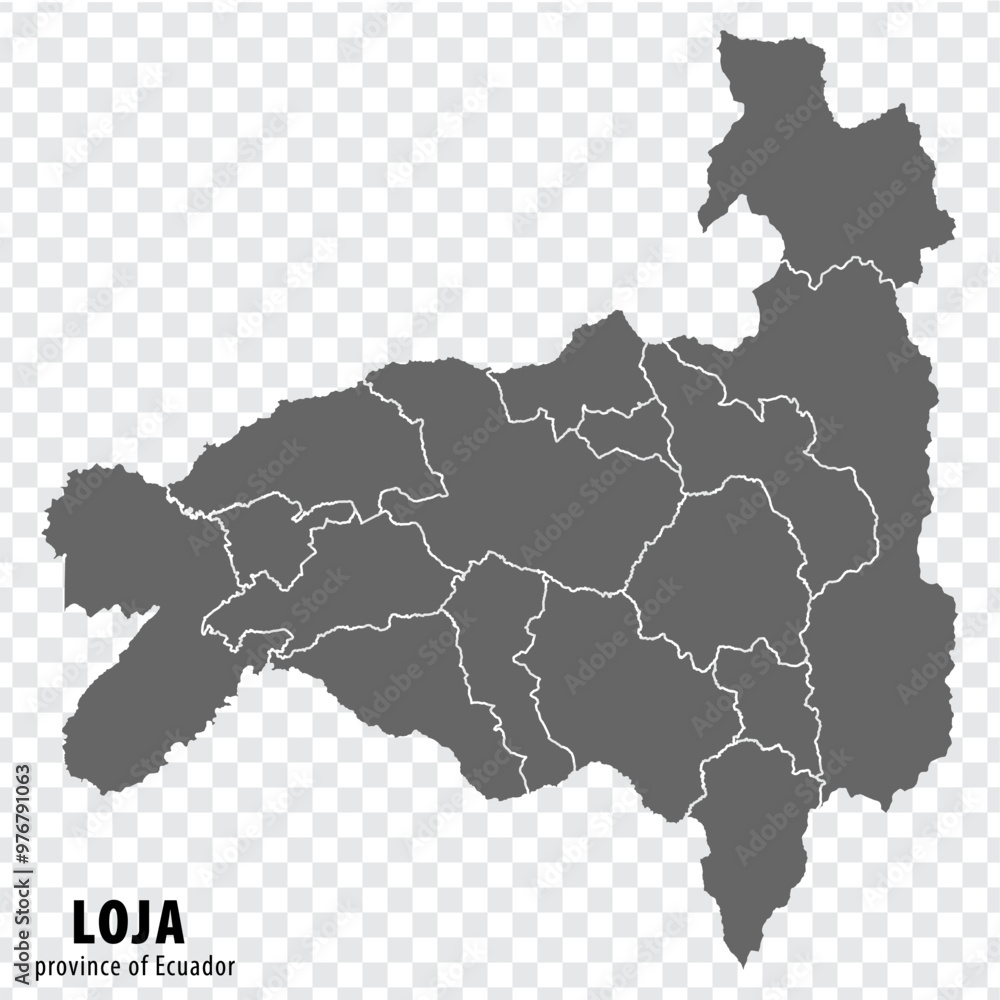 Blank map Loja Province of Ecuador. High quality map Loja with ...
