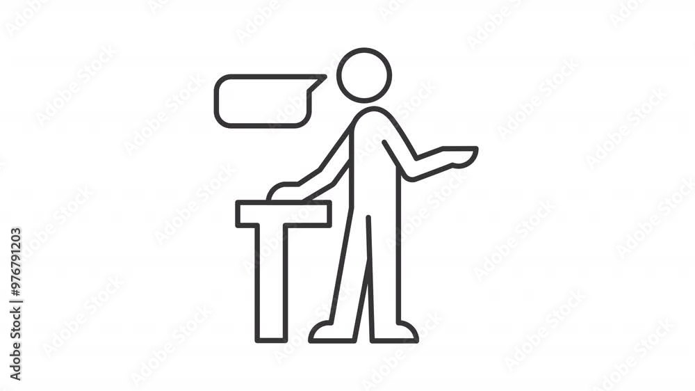 Confident speaking line animation. Presenter animated icon. Moving hand ...