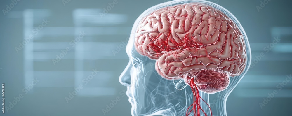 Detailed 3D brain model showing cerebral infarction Stock Illustration ...