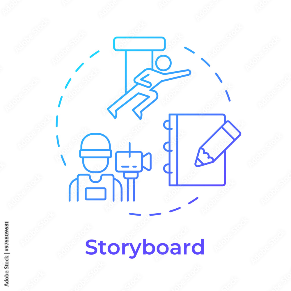 Storyboard multi color concept icon. Film directing, video production ...