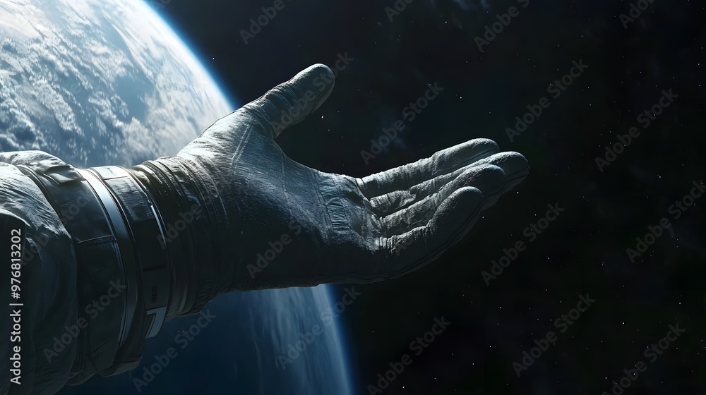Astronaut Hand Floating in Space: A gloved astronaut hand floating in ...