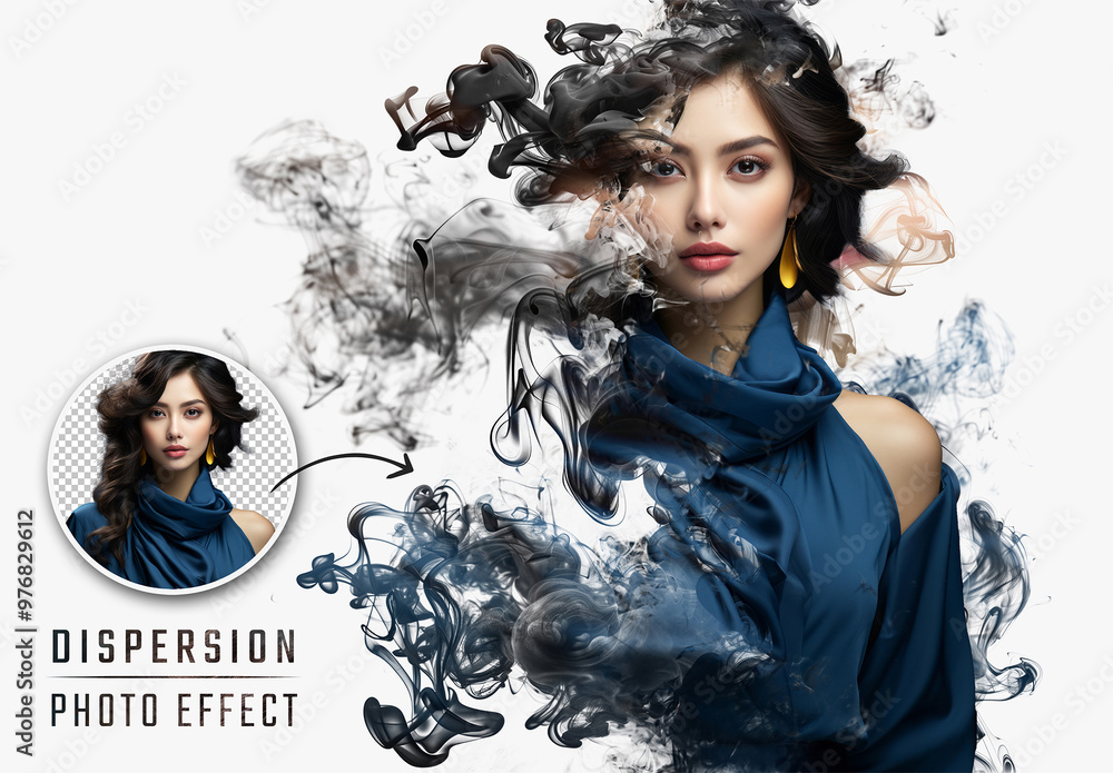 Smoke Dispersion Photo Effect Mockup. Generative Ai Stock Template ...