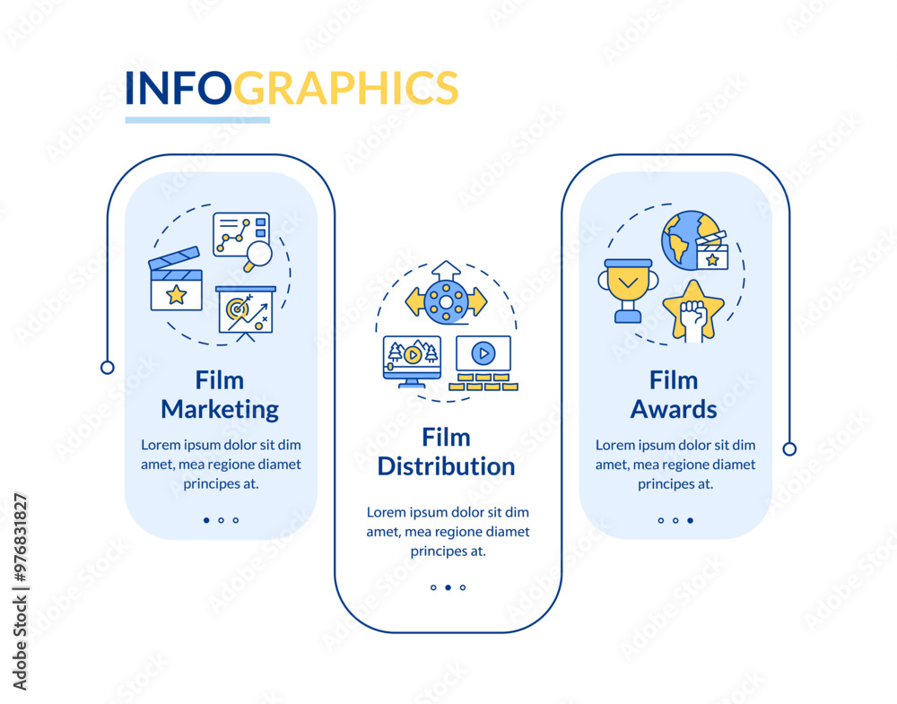 Film promotion strategy rectangle infographic vector. Commercial ...