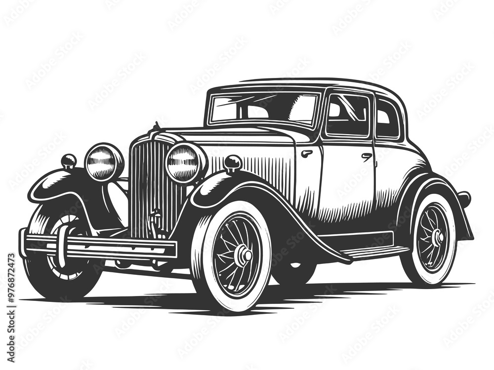 classic retro car, showcasing its iconic design and timeless appeal in ...
