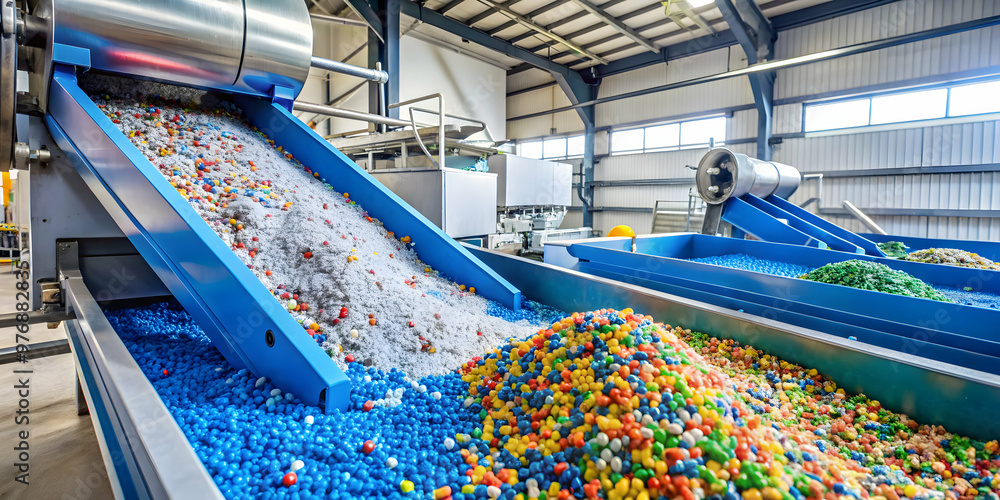Plastic recycling process turning plastic into pellets, plastic ...
