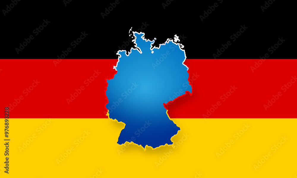 simplified map of Germany as silhouette, outline, in blue color similar ...