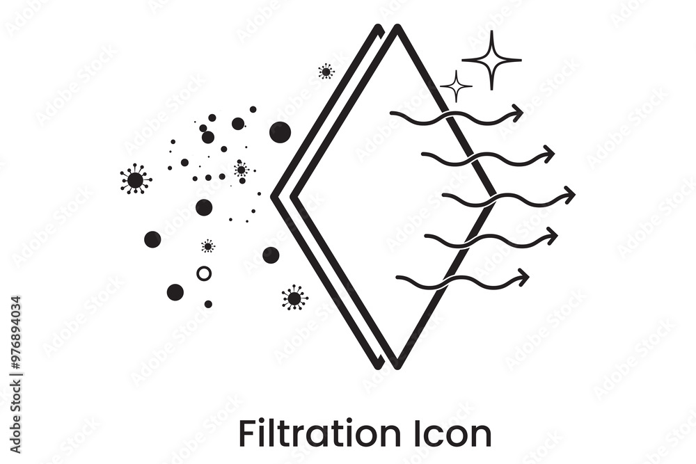 Purifier, Filtration icon symbol. Micro Clean Air Filtration line icon ...