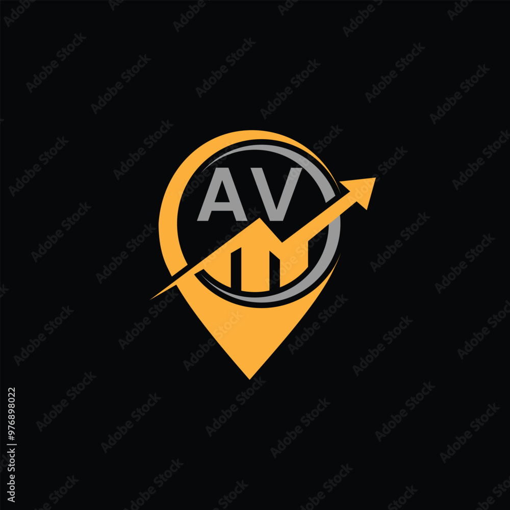 AV Logo with Upward Arrow and Location Pin Symbol for Business Growth ...