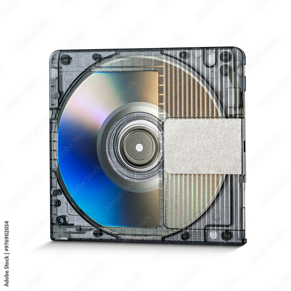 Gray transparent erasable recordable MD minidisc isolated. Transparent ...