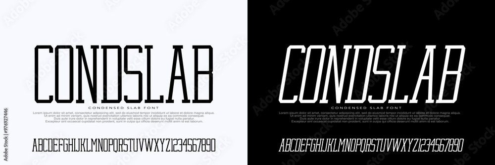Reguler Condensed Slab Font, Alphabet Modern style for, Technology ...
