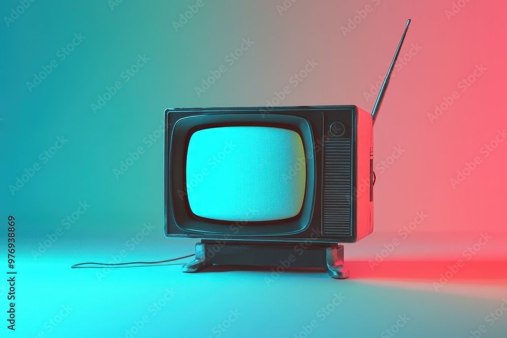High-quality image of an old black vintage TV from the 1980s to 2000s ...