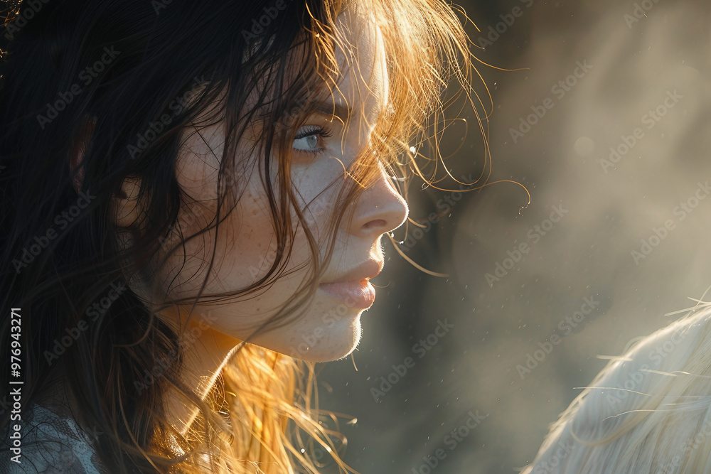 Generative AI photo realistic image, equitation lesson people connected ...