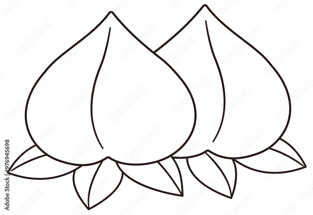 Chinese Shoutao outline vector. Pink Chinese peach birthday bun food ...