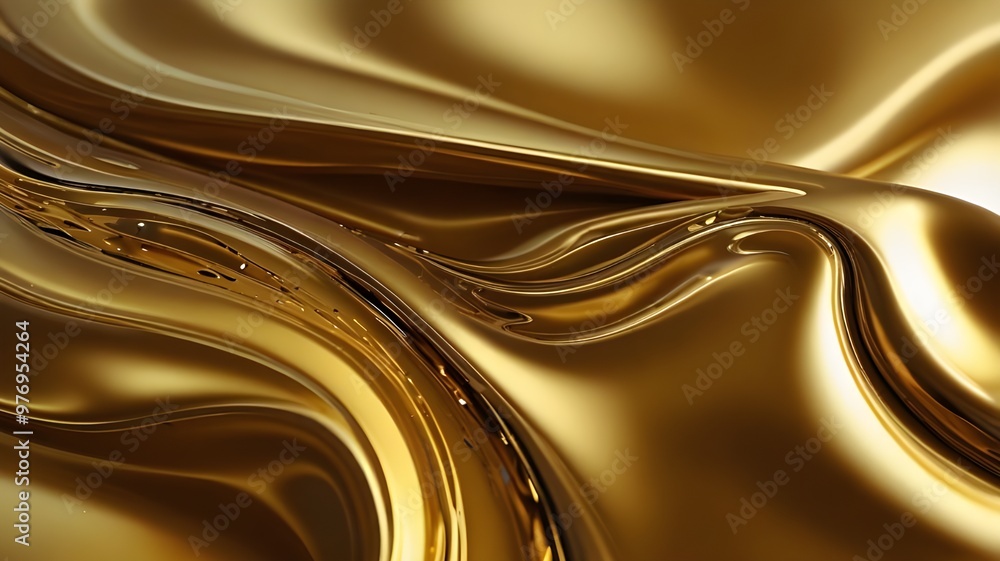 Abstract 3D Background with flowing liquid gold texture. Seamless ...