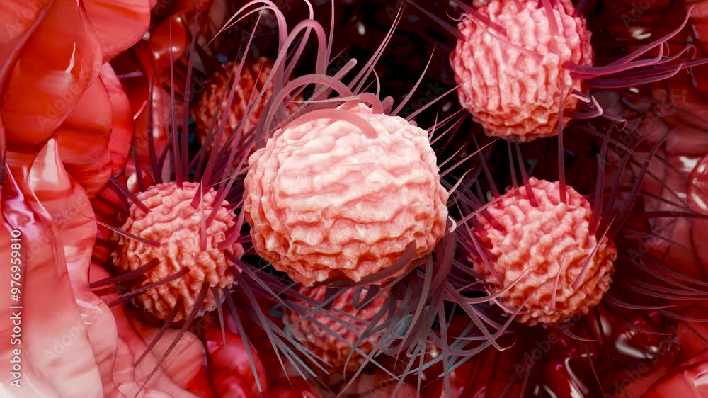 Peritrichous Bacteria with lot of flagellum, harmful bacillus with long ...