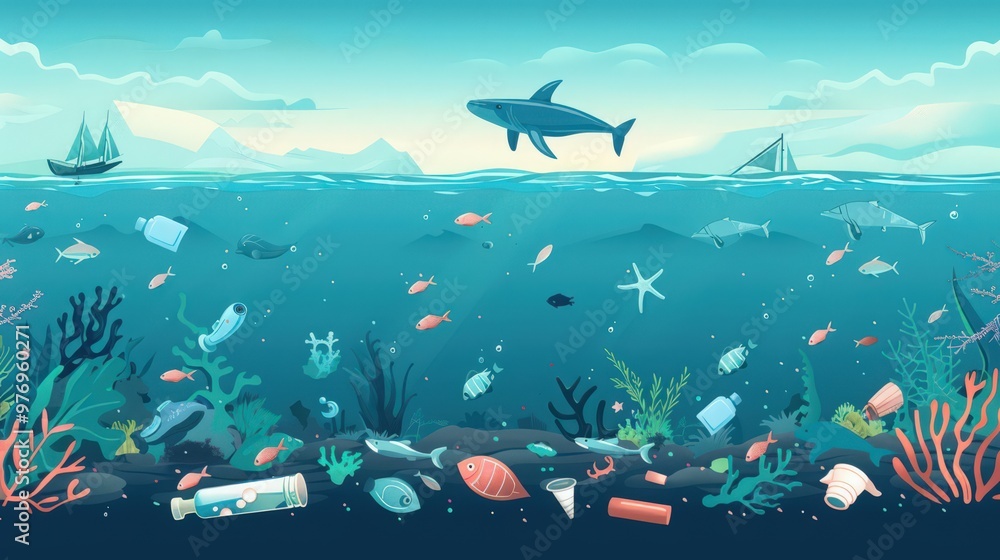 An infographic illustrating the impact of plastic pollution on marine ...