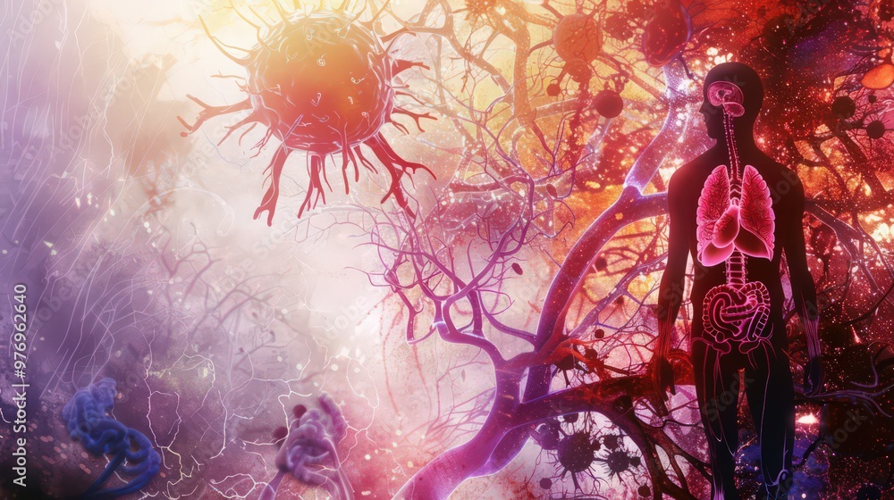 Artistic representation of lupus, highlighting systemic inflammation ...