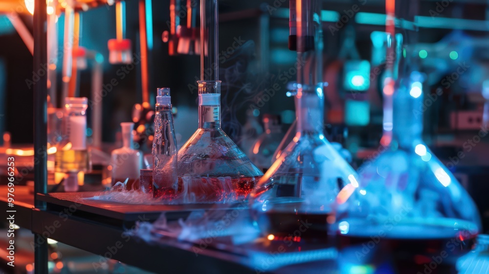 Blueprint of a chemical reaction in a controlled environment, featuring ...