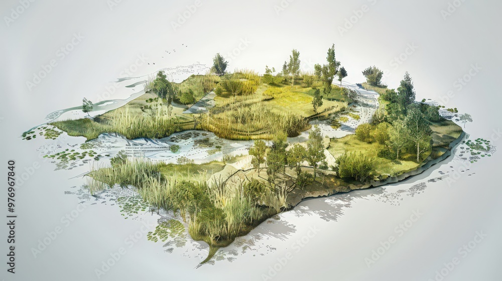 Blueprint of a natural reserve ecosystem, showcasing conservation ...